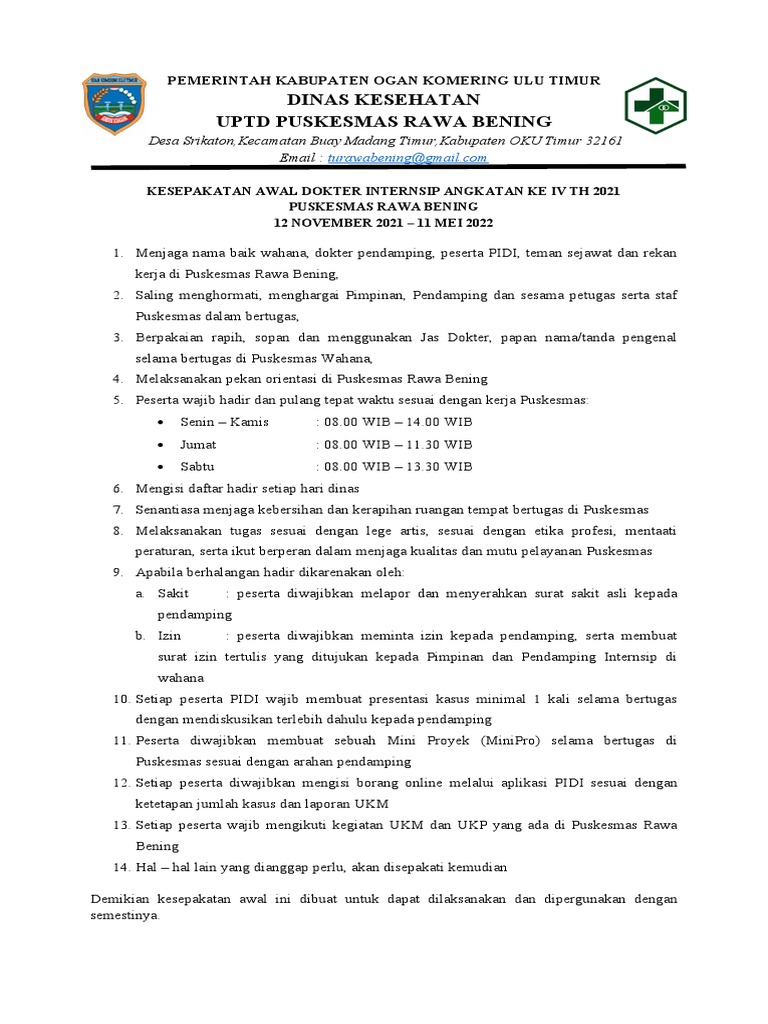 Kesepakatan Awal PKM-1 | PDF