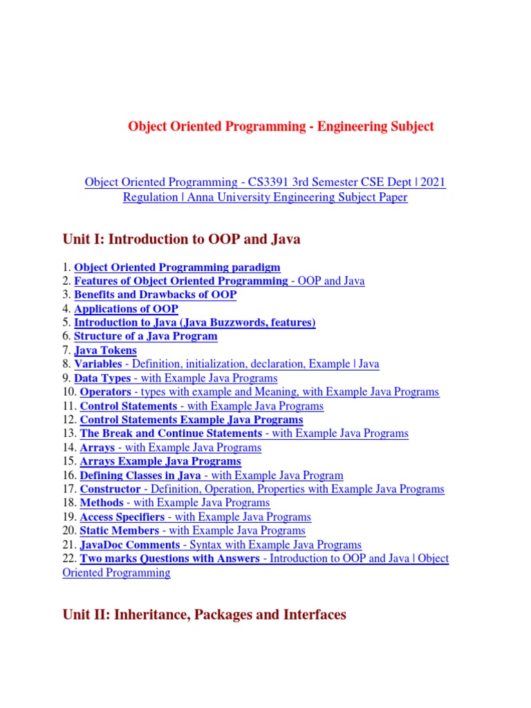Object Oriented Programming (OOPs) | PDF Object Oriented Programming (OOPs) | PDF