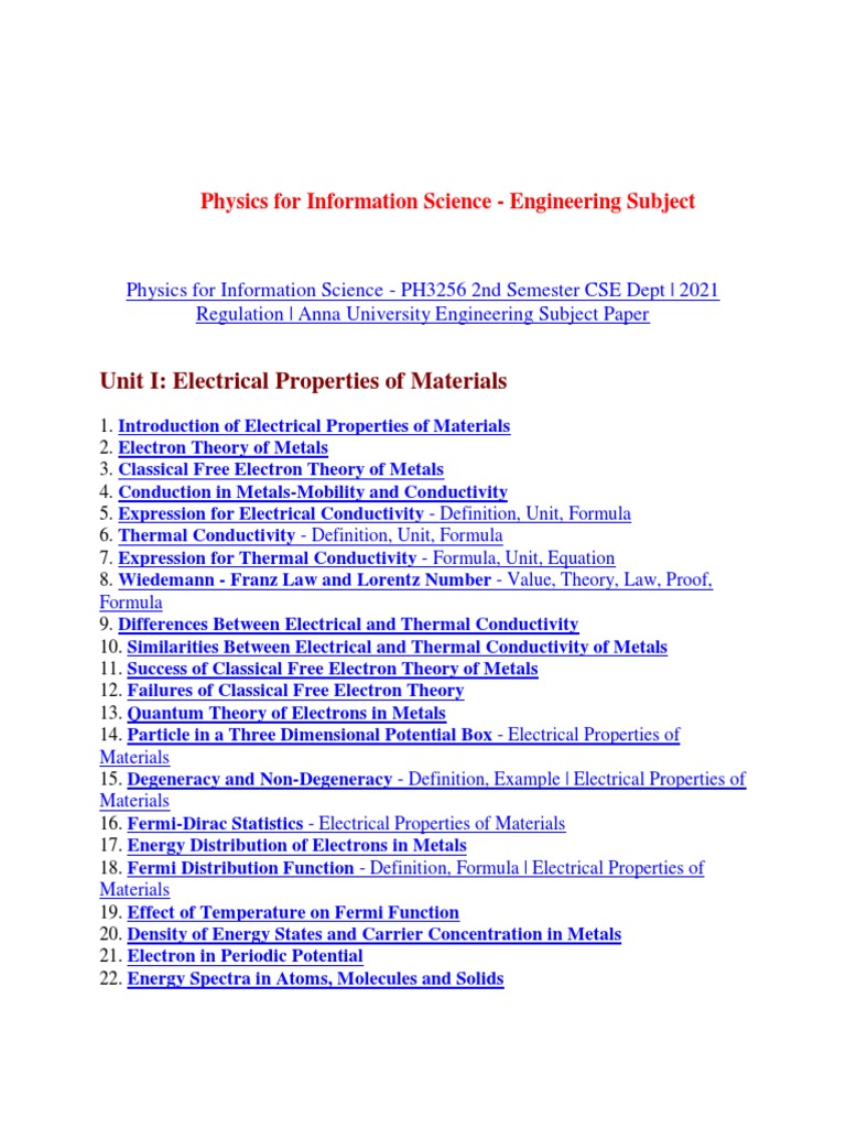 Physics for Information Science | PDF