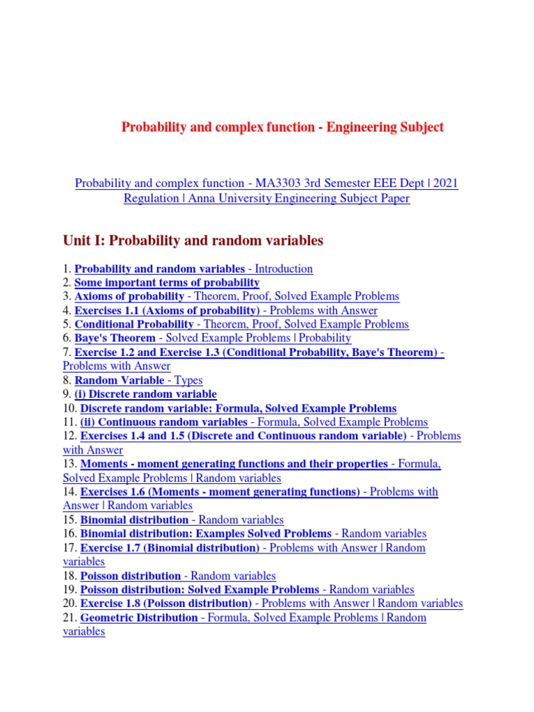 Probability and Complex Function | PDF
