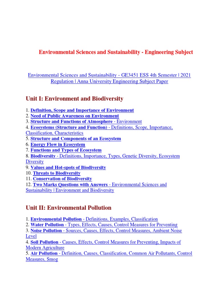 Environmental Sciences and Sustainability | PDF | Sustainability | Biodiversity