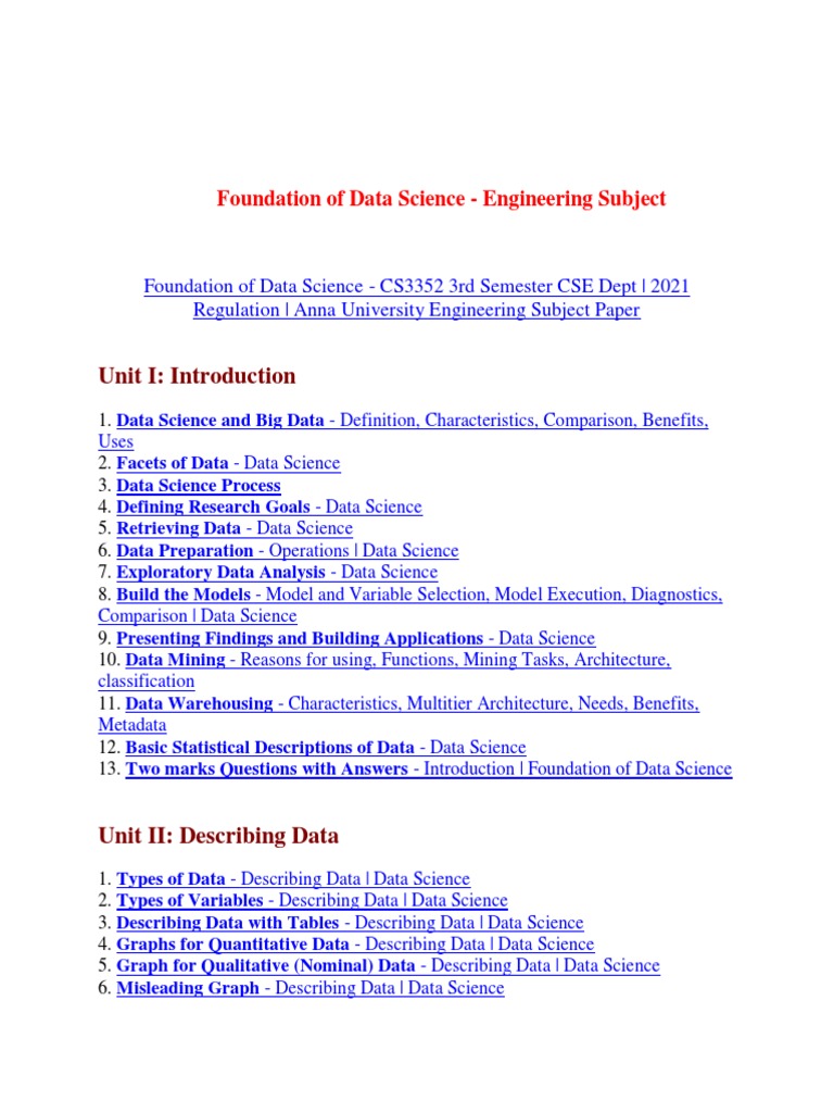 Foundation of Data Science | PDF | Data Science | Data