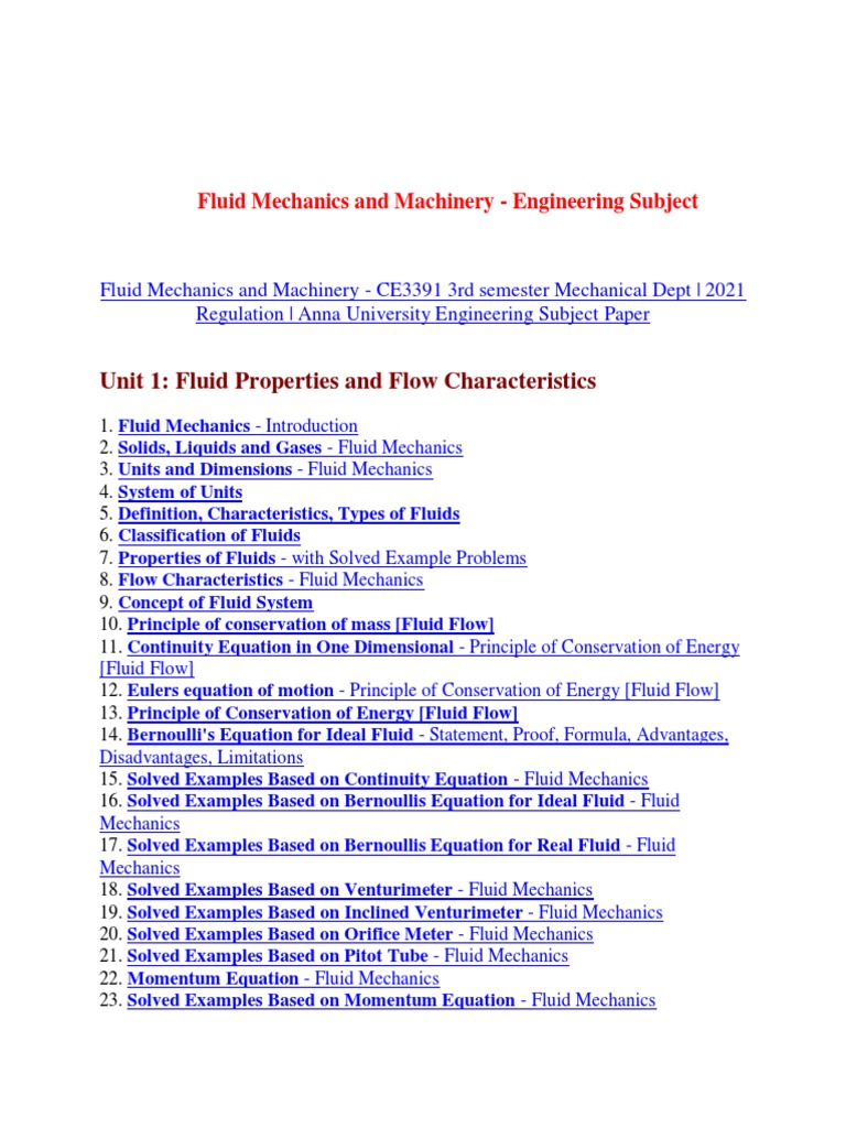 Fluid Mechanics and Machinery | PDF