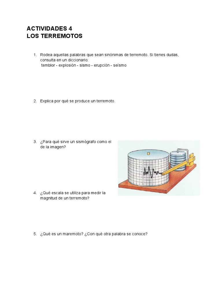 Actividades 4 Los Terremotos | PDF