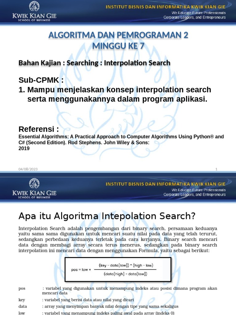 Pertemuan 7 Searching Interpolation Search Pdf 6625