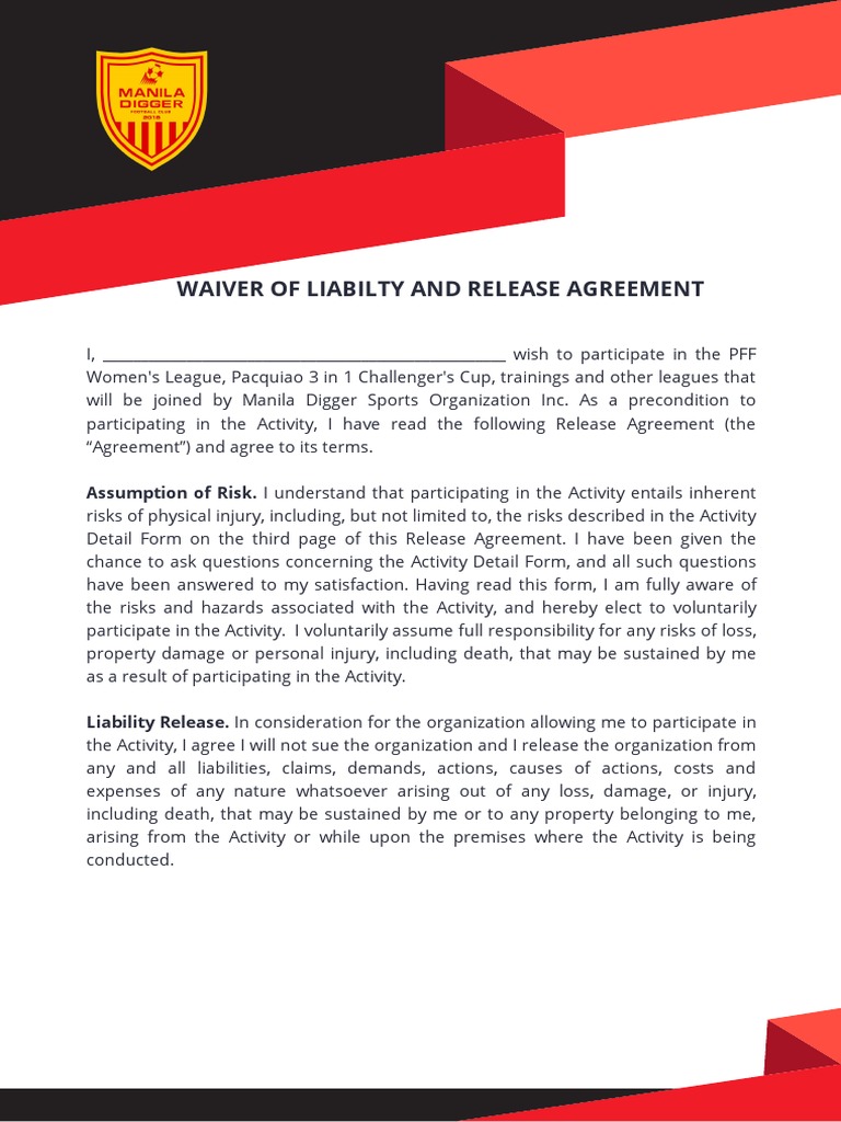 Sports Participation Waiver Agreement | PDF | Lifestyle