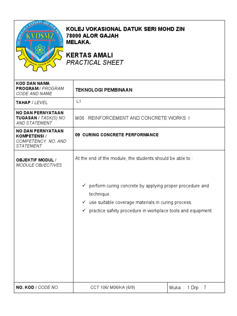 m06 Kertas Amali 1 k9 Curing | PDF