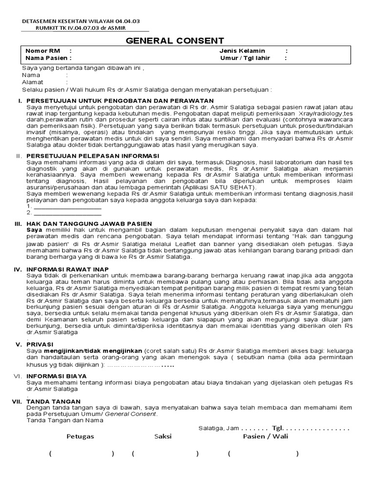 Formulir General Consent | PDF