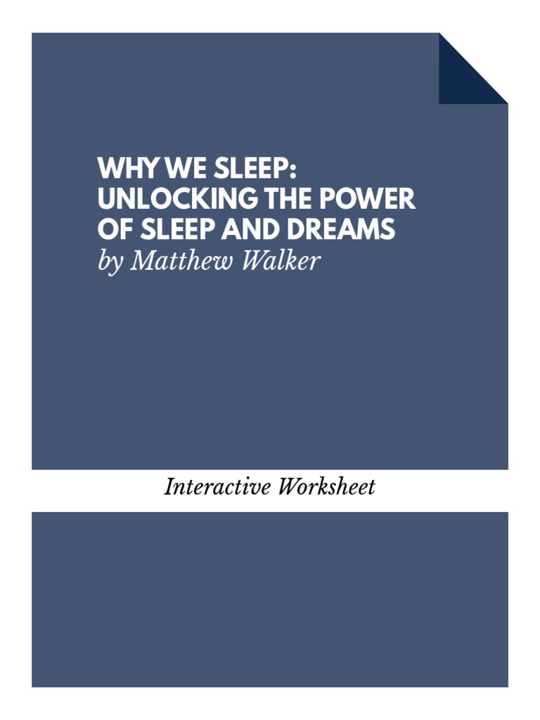 Why We Sleep by Matthew Walker Worksheet | PDF