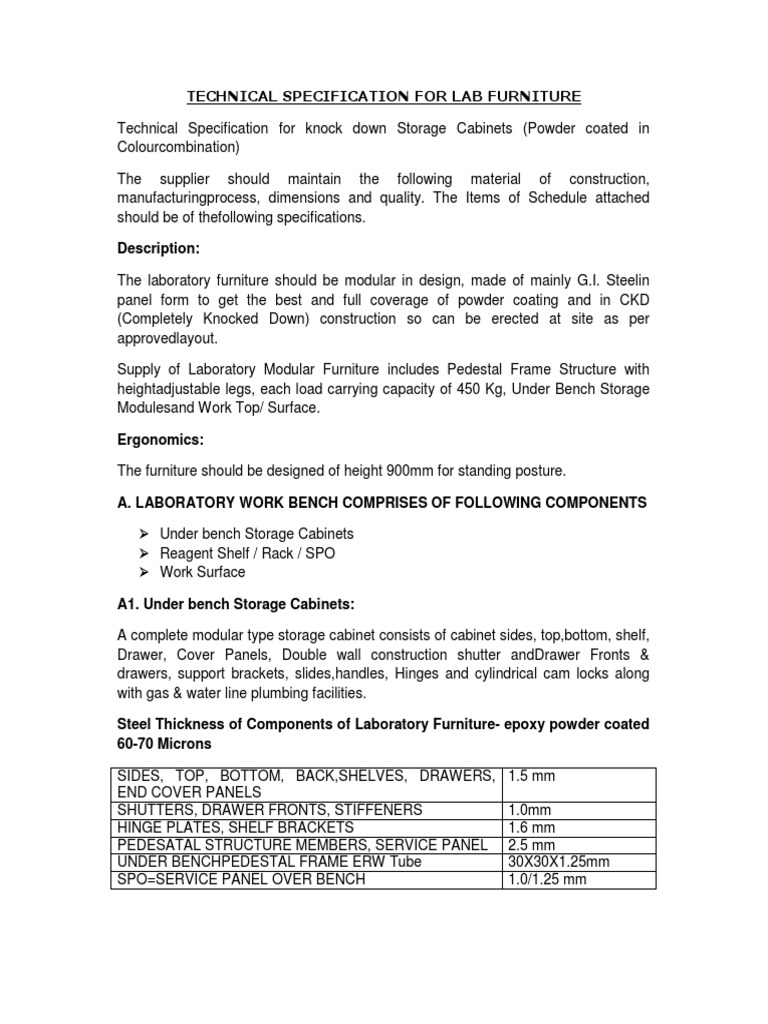 Specification For Modular Furniture Pdf