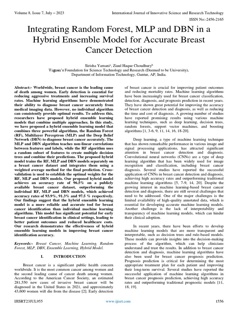 Integrating Random Forest, MLP and DBN in A Hybrid Ensemble Model For Accurate Breast Cancer ...