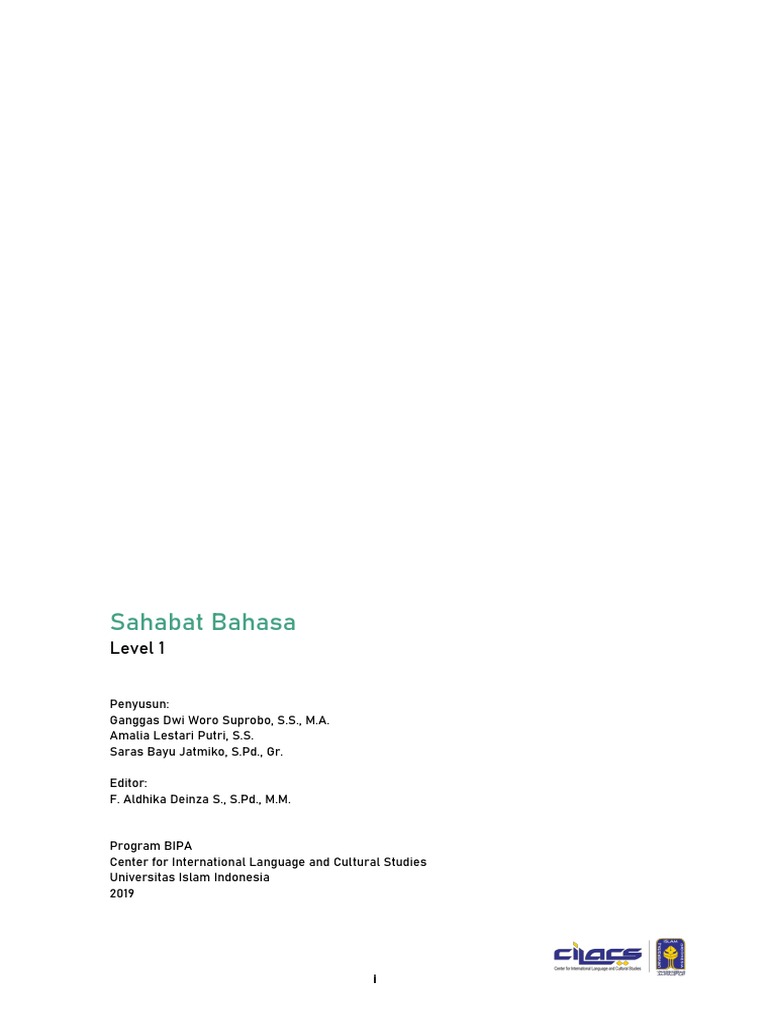 Buku BIPA Tingkat 1: Pembelajaran Bahasa Indonesia | PDF