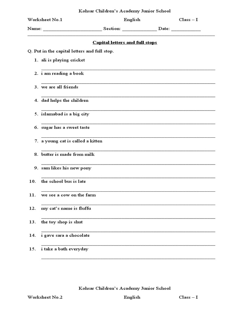 Class I English Worksheets: Nouns & Adjectives | PDF | Language Arts ...