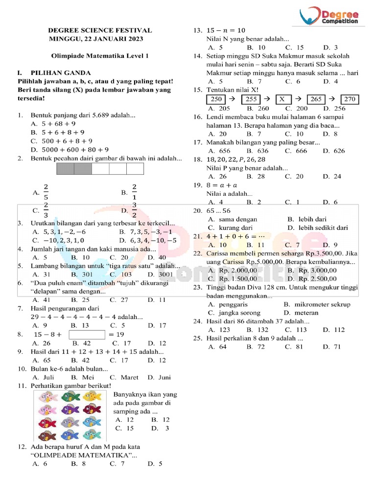 Soal Matematika Level 1 | PDF