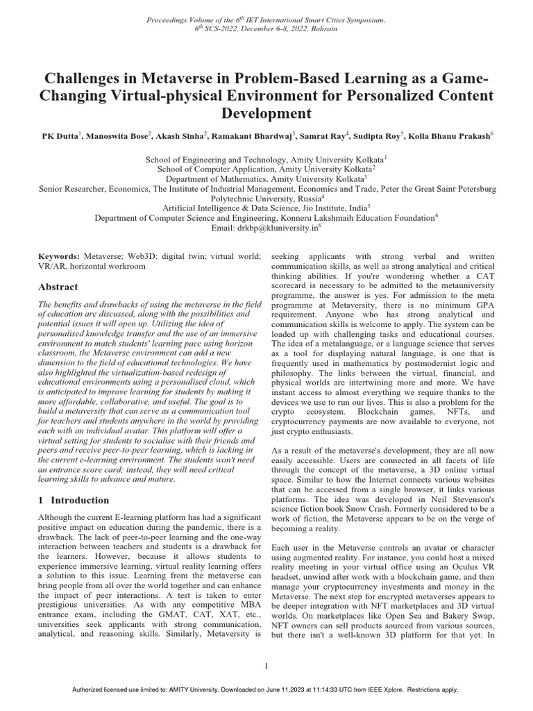 Challenges in Metaverse in Problem-Based Learning As A Game-Changing ...