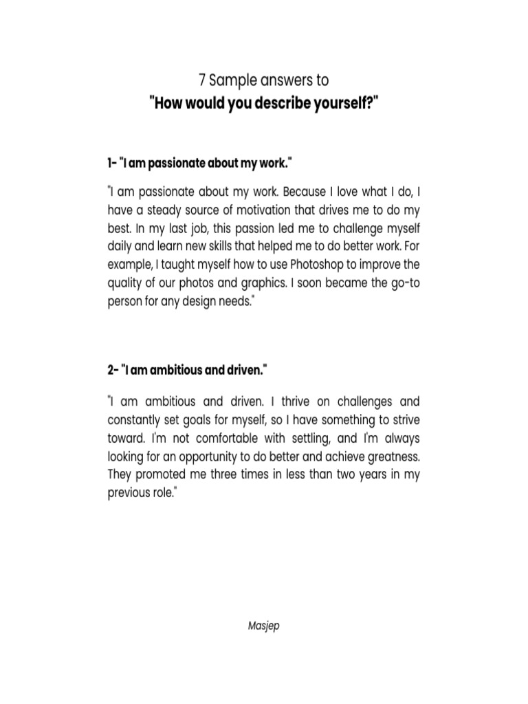 Leadership Self-Description Examples | PDF | Leadership | Human ...