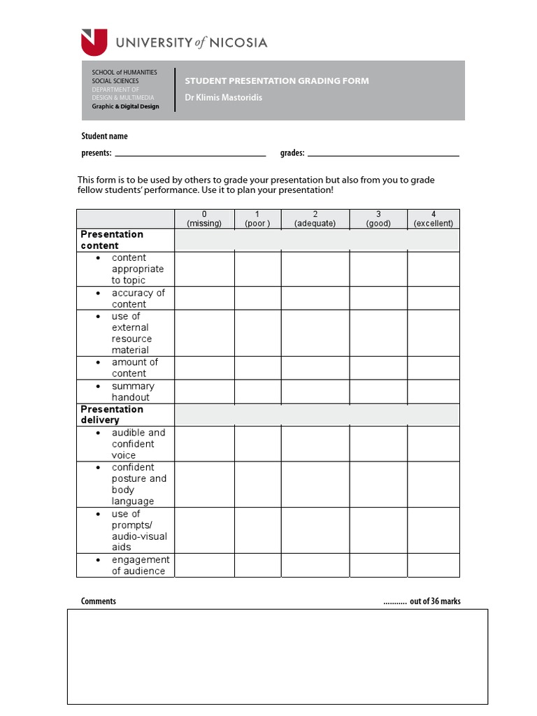 Student Presentation Grading Rubric | PDF