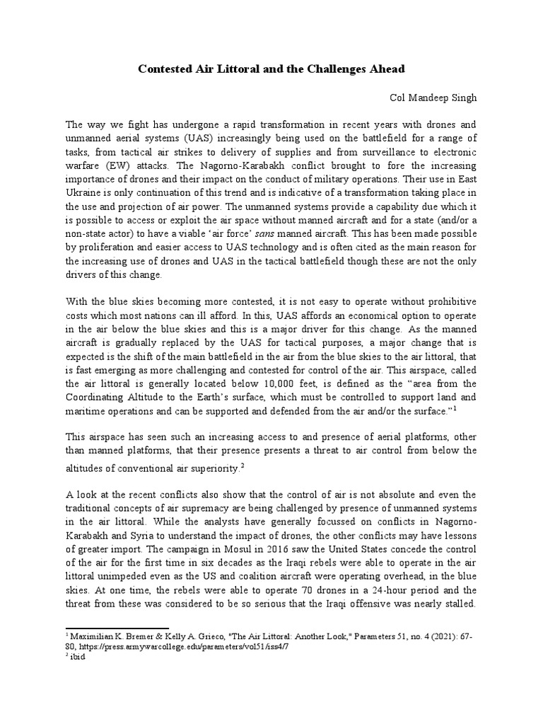 Contested Air Littoral and The Challenges Ahead | PDF | Unmanned Aerial ...