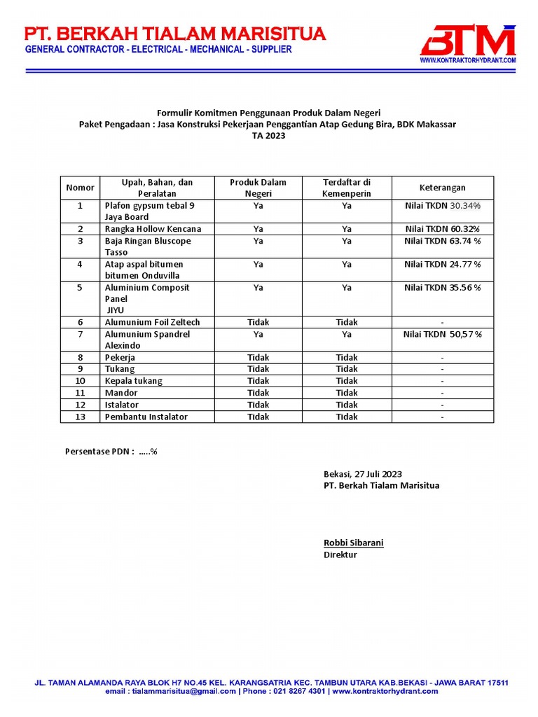 4. Form Komitmen Penggunaan PDN | PDF