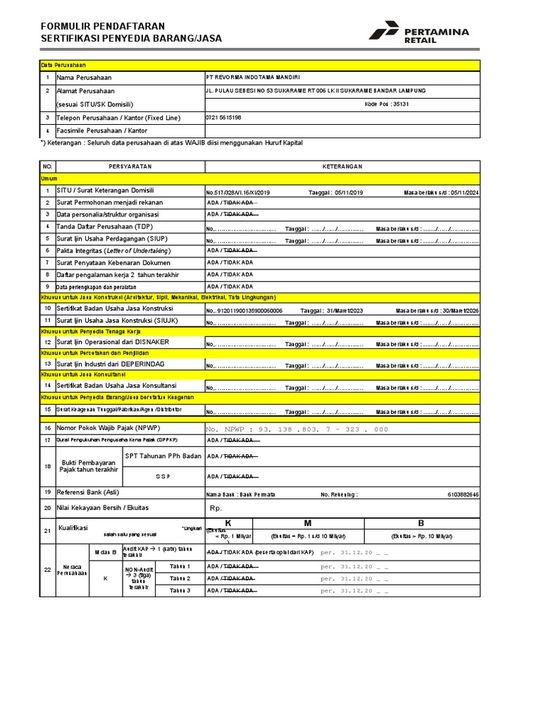 Form Daftar SKT - New | PDF