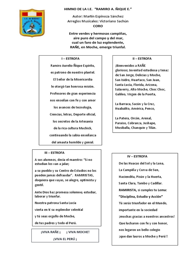 HIMNO DE LA I.E. | PDF