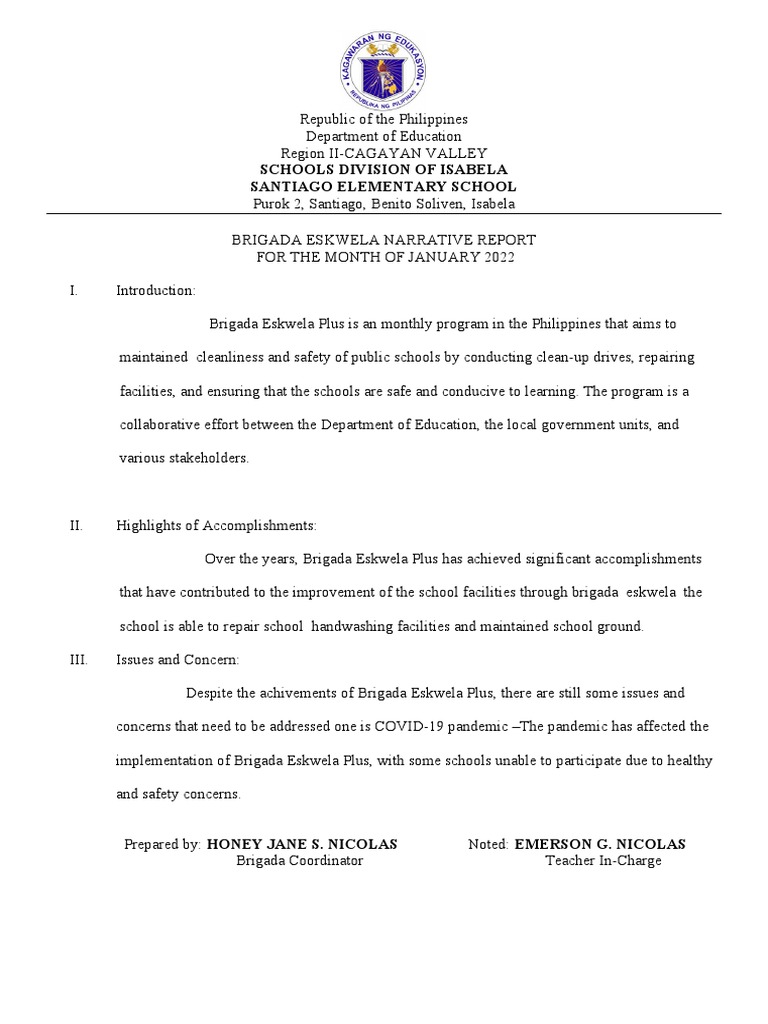 Accomplishment Reports On Brigada Eskwela | PDF | Schools | Volunteering