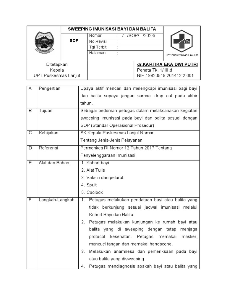 Sop Sweeping Imunisasi | PDF