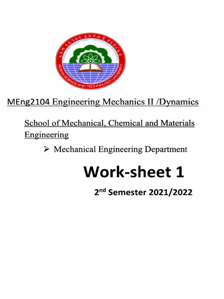 Dynamics Worksheet CH 2 | PDF
