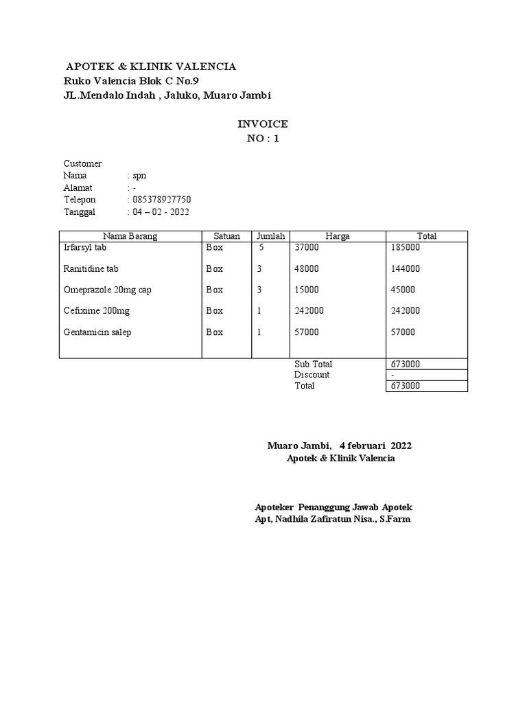 INVOICE APOTEK VALENCIA 1 (SPN) | PDF