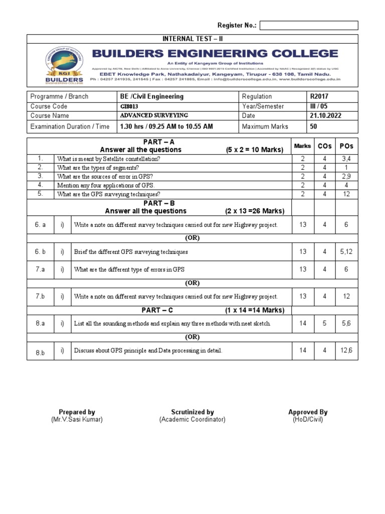 GI8013-ADVANCED SURVEYING- I2 (2) | PDF
