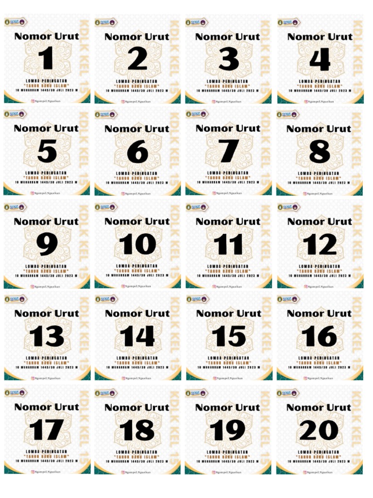 NOMOR URUT Peserta Lomba | PDF