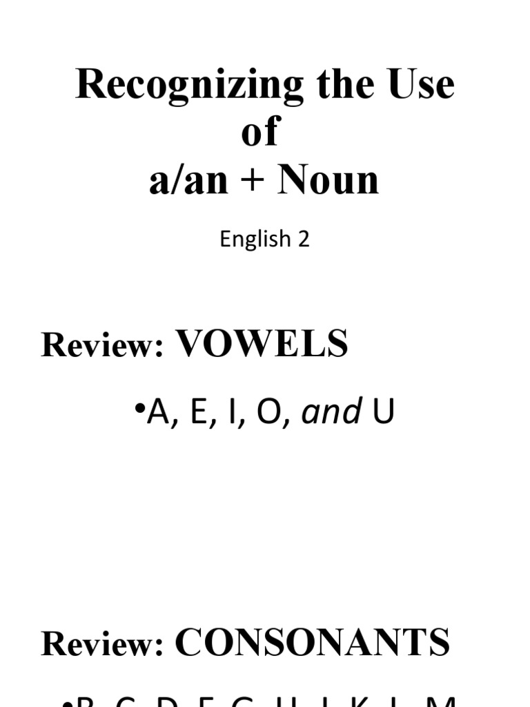 Using A/An with Nouns in English | PDF | Foreign Language Studies ...