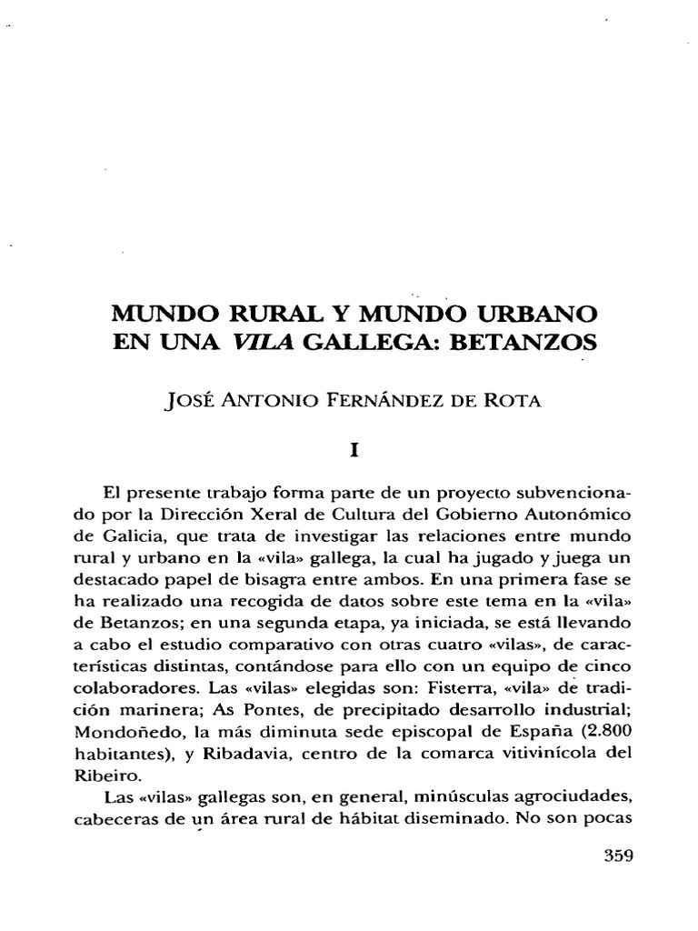 MUNDO RURAL Y MUNDO URBANO - Betanzos | PDF