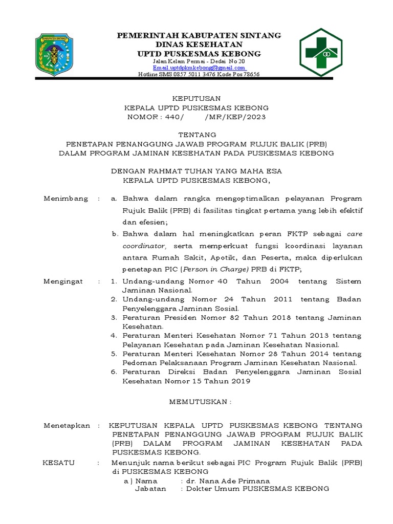 SK Pasien Rujuk Balik | PDF