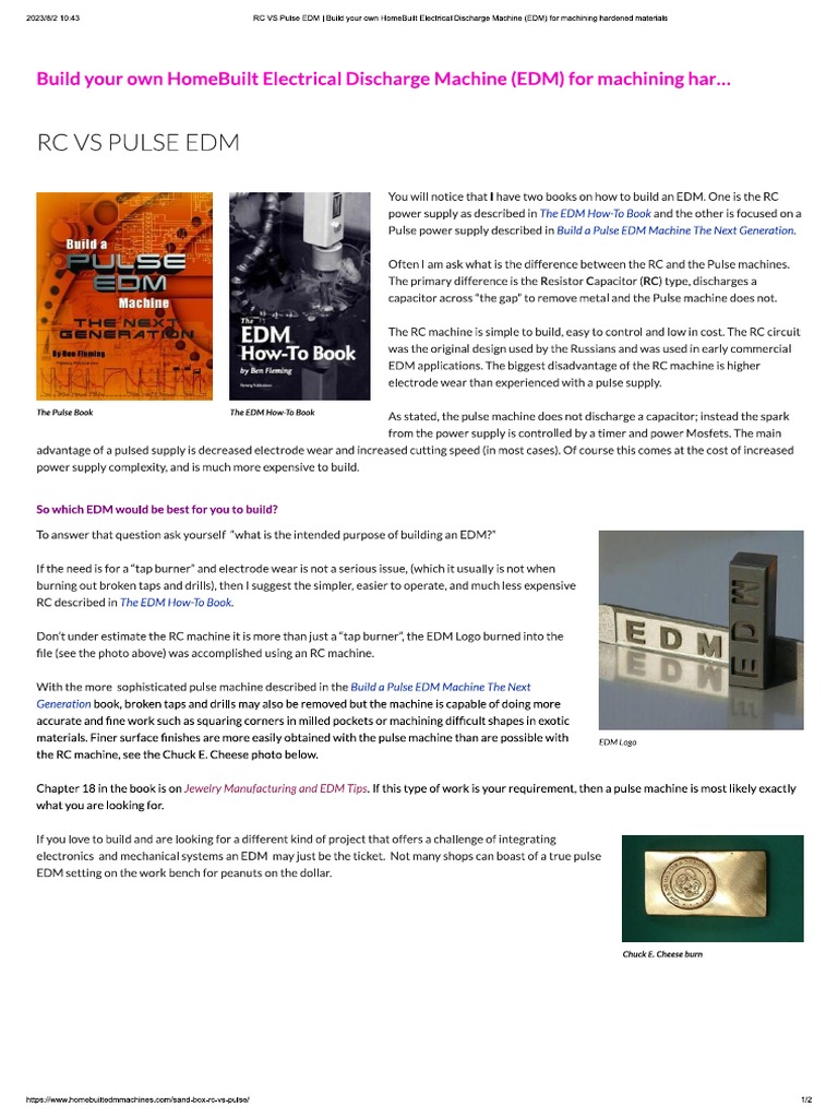 RC VS Pulse EDM - Build Your Own HomeBu... (EDM) For Machining Hardened Materials | PDF