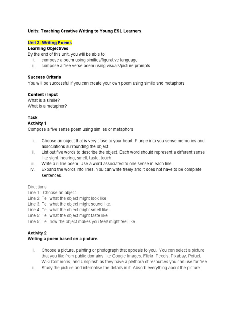 Creative Writing Course | PDF | Language Arts & Discipline | General ...