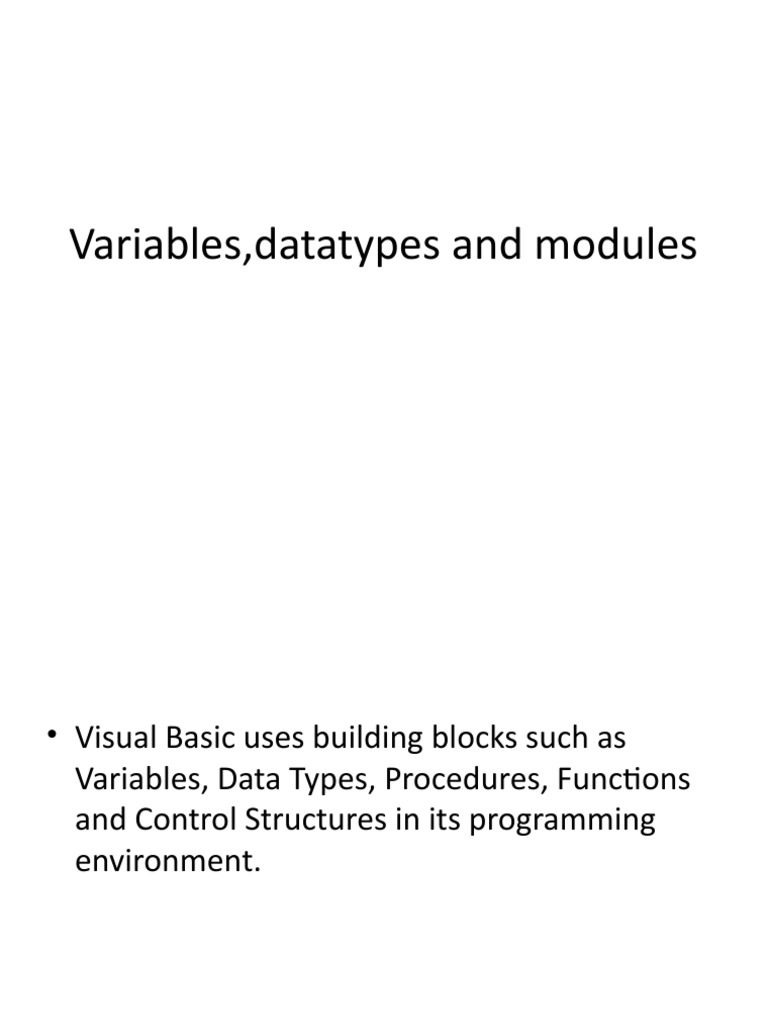Variables, Datatypes and Modules | PDF