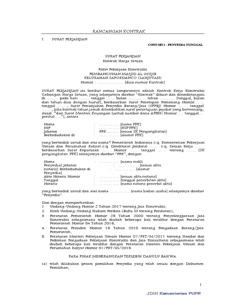 Rancangan Kontrak Ssuk SSKK | PDF