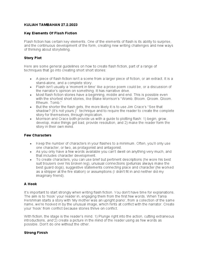Key Elements of Flash Fiction | PDF