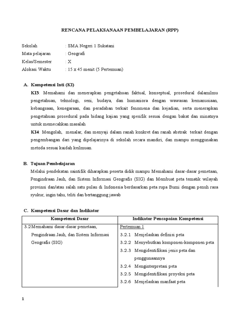 RPP KD 3.2 Pengetahuan Dasar Pemetaan | PDF