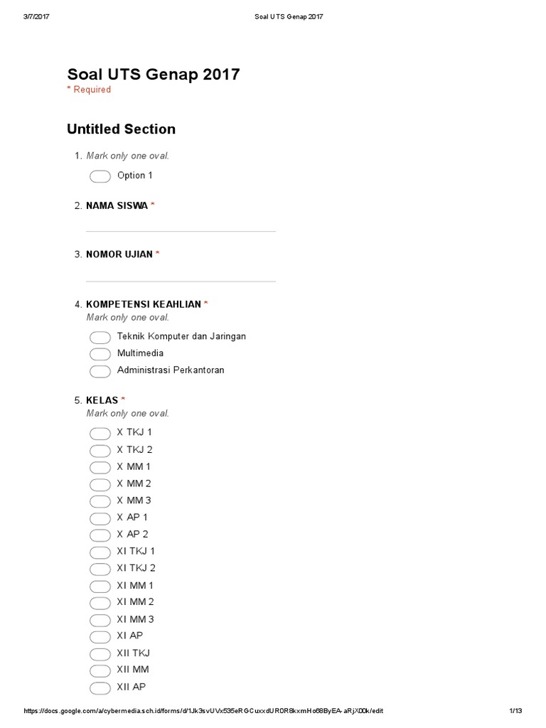 UTS KKPI Kelas XI MM - Google Forms | PDF | Komputer | Teknologi & Rekayasa