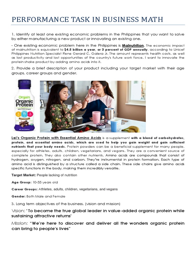 Performance Task | Download Free PDF | Cost | Nutrition