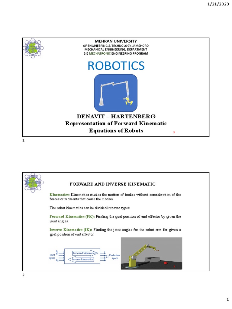 Denavit Hartenberg | PDF | Teaching Methods & Materials