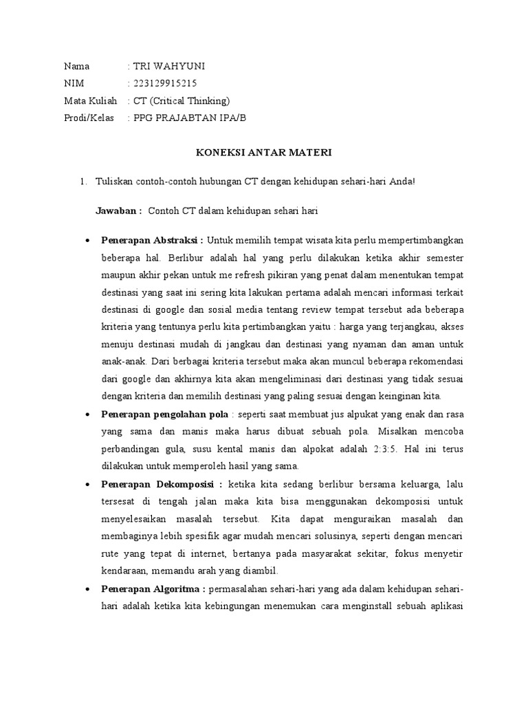 Penerapan CT dalam Pembelajaran IPA | PDF | Karier & Perkembangan ...