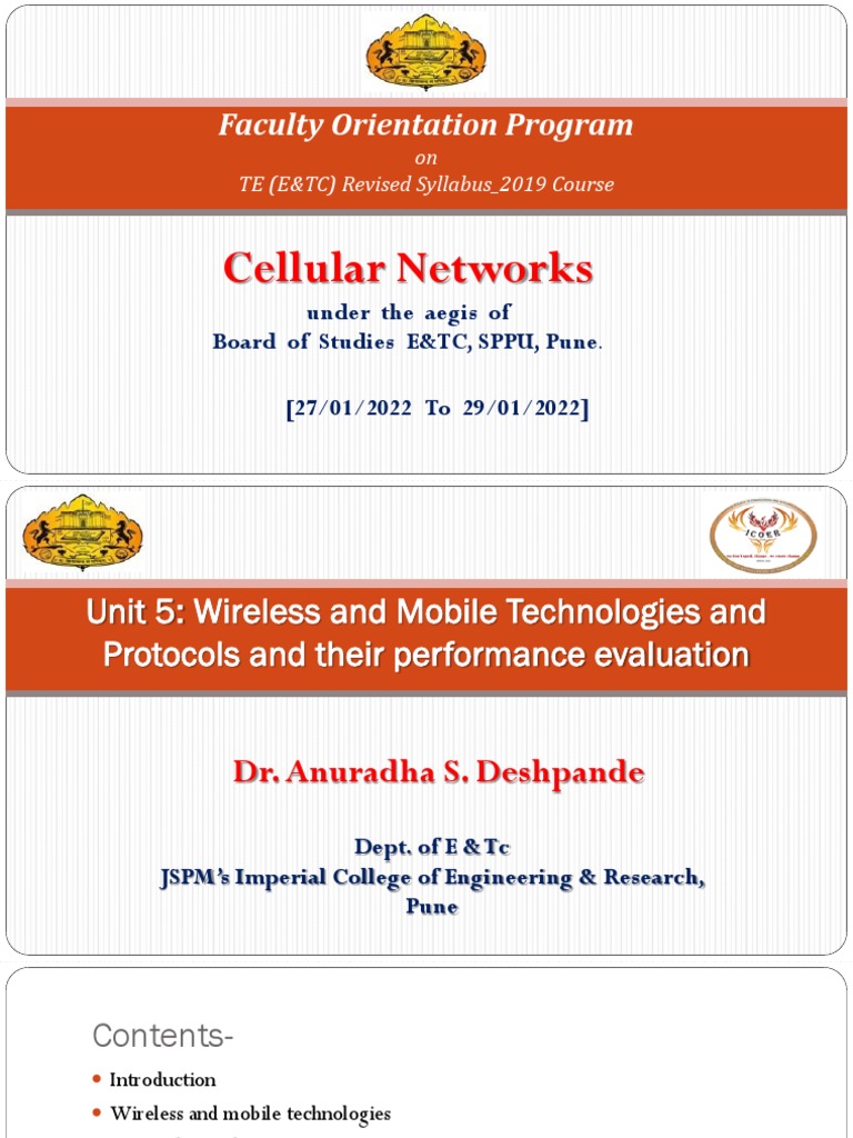 Unit 5_Wireless and Mobile Technologies and Protocols and their performance evaluation | PDF