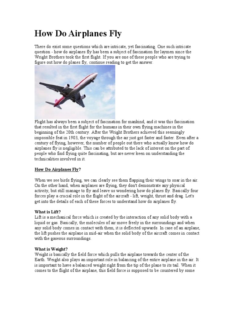 How Do Airplanes Fly | PDF | Flight | Lift (Force)