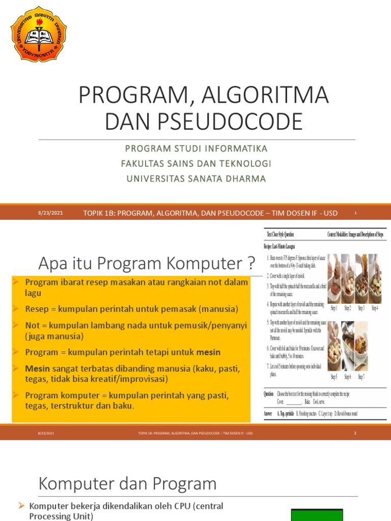 Topik IB - Program, Algoritma Dan Pseudocode | PDF