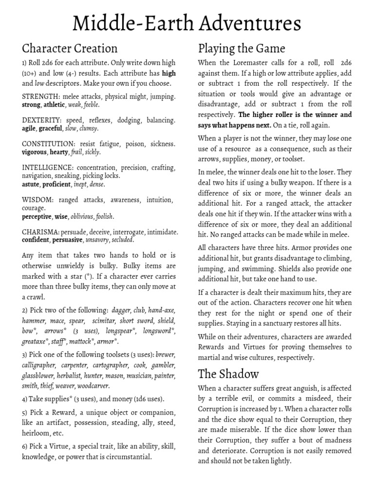 Middle-Earth Adventures v0.3 | PDF