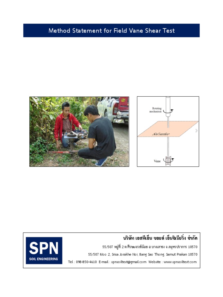 Method Statement - Field Vane Shear Test | PDF