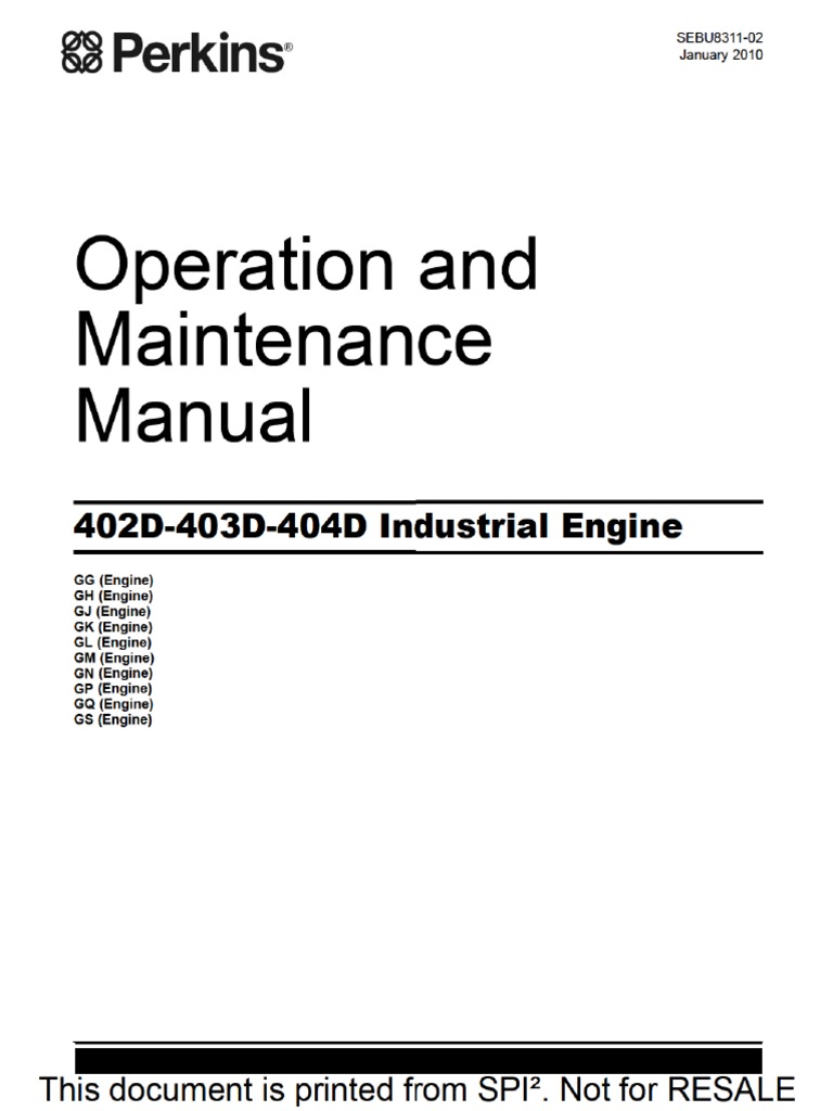Engine Perkins 400d Sebu8311 1001 English | PDF